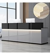 Amazon.com: Solid Wood Front Desk, Black Reception Desk with Counter ...