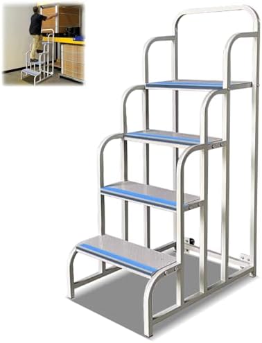 4 Step Rolling Stairs with Wheels, Industrial & Warehouse 4-Step Stairs ...