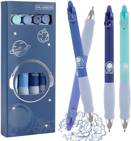 Erasable Pens, 4 pcs Rub Out Pens Blue, Rollerball 0.5 mm Eraser Pen ...