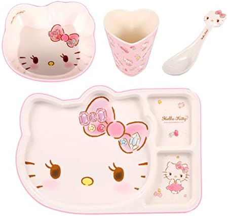 Amazon.com: Hello Kitty Cute Deluxe Pink Dinnerware Flatware Meal Set ...