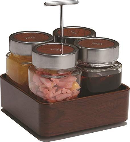 Buy Set of 4 Treo Jars (310 ml) with JVS Revolving Organiser (Walnut ...