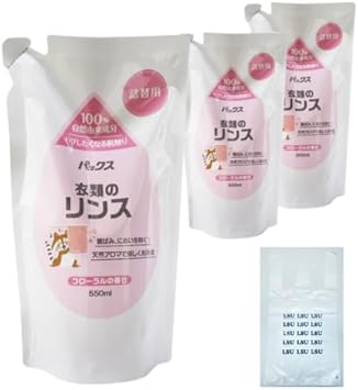 Amazon | 【3個＋レジ袋】 パックス 衣類のリンス 詰替用 550ml | Generic | おしゃれ着洗剤