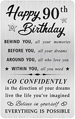MOQIYXL Happy 90th Birthday Card for Men Women, Small Engraved Wallet ...
