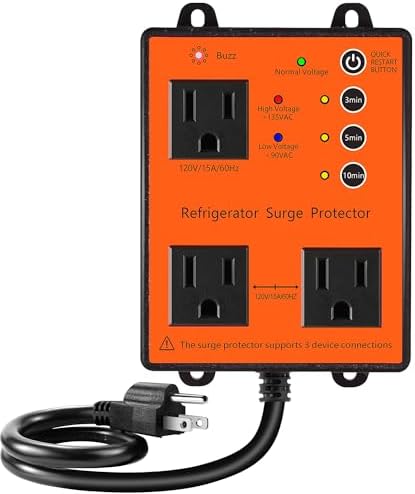 Amazon.com: 3 Outlet Refrigerator Surge Protector with Time Delay ...