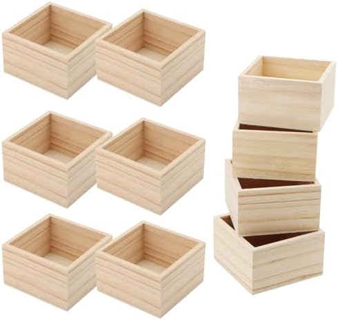 Amazon.com: SOUJAP 10 PCS Square Rustic Wooden Box, 4'' x 4'' Small ...