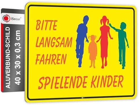 XL Warnschild I Bitte langsam fahren I Spielende-Kinder I Aluverbund ...
