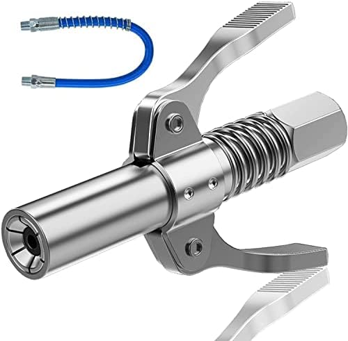 ELETON Grease Gun Coupler with 12" Spring Flex Hose,Heavy Duty Grease ...