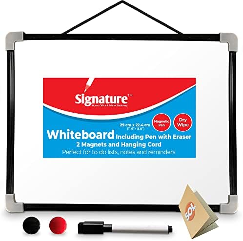 SOL Whiteboard with Pen, 29x24cm Small Portable Dry Wipe Board Perfect ...
