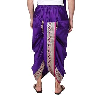 Buy Rameshwaram Fabrics Elastic Waist Silk Readymade Dhoti for Men with ...