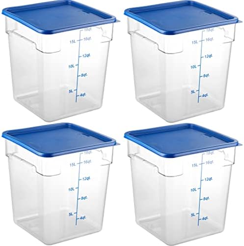 Amazon.com: Hakka 4 Qt Commercial Grade Square Food Storage Containers ...