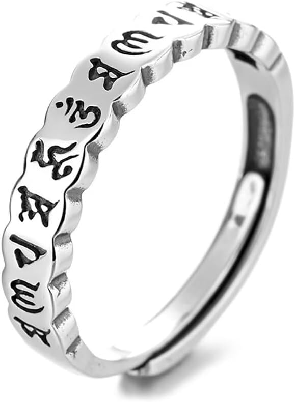 Amazon.com: NYSTEP 925 Sterling Silver Ring for Women, Sanskrit Mantra ...