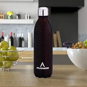 Atlasware Stainless Steel Brown Chequered Vacuum Insulated Water Bottle ...