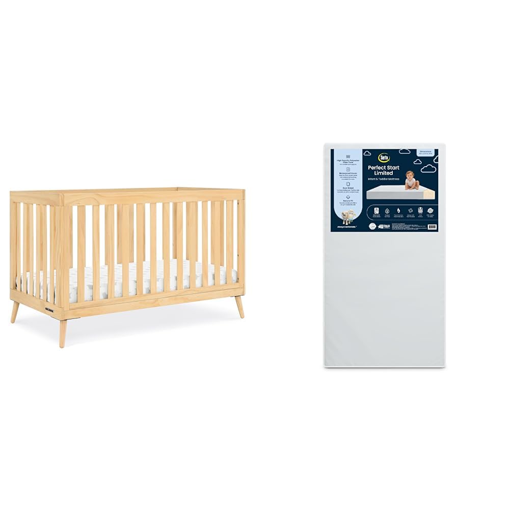 Amazon.com : Delta Children Essex 4-in-1 Convertible Crib and Serta ...
