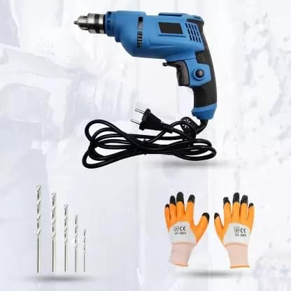Mass Pro 600W Power Drill Machine with Gloves, 5 Drill Bits for Making ...