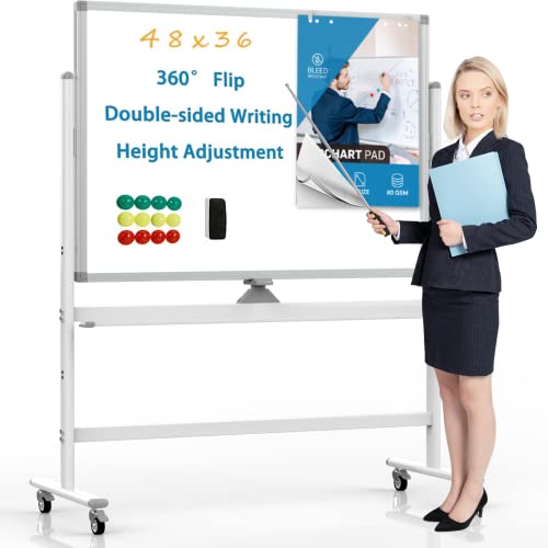 SUODUN Mobile Whiteboard,Rolling Magnetic Whiteboard 48 x 36 Inches ...