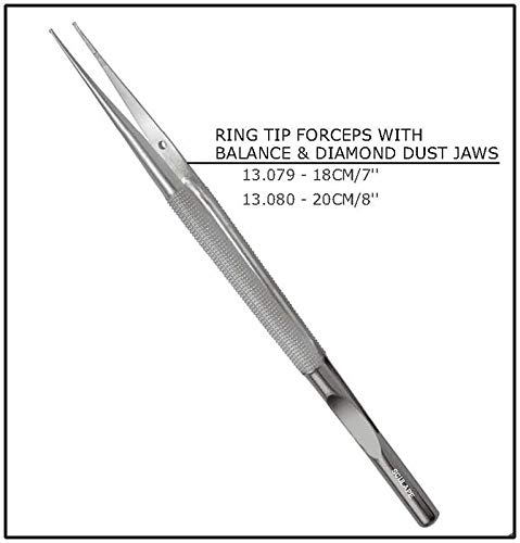 Sculape Ring tip forceps with balance and diamond dust jaw 8" : Amazon ...