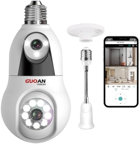 Light Bulb Security Camera Wireless, 【6MP Dual Lens】 Light Socket ...