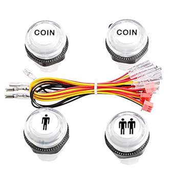 Easyget 4 Pcs/Lot Arcade Start Player & Coin Buttons 5V LED Illuminated ...