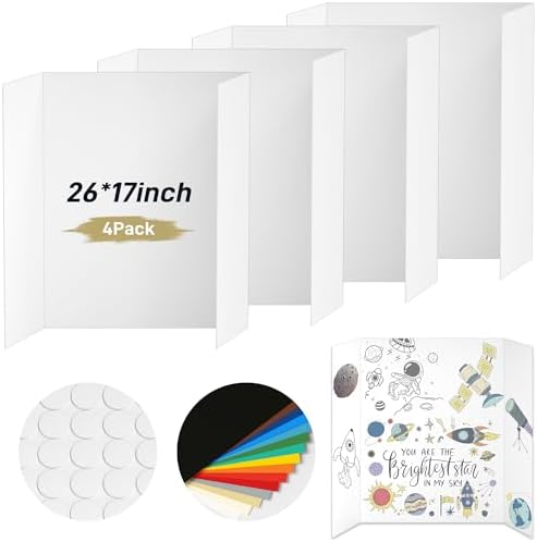 Amazon.com : PSHVYM 4 Pcs Medium Trifold Poster Board, 26 x 17 inches ...