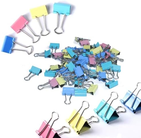 60pcs Binder Clips, 15mm Colored Metal Binder Clips, Small Bulldog ...