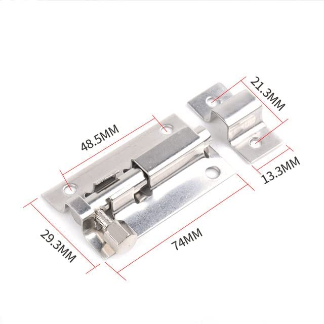 TOP-VIGOR 2Pcs 3 Inch Slide Door Latch Lock Bolts, Stainless Steel ...