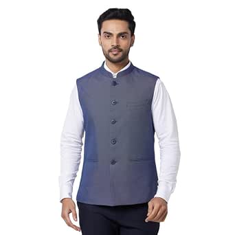 Buy Raymond Men's Contemporary Fit Checks Pattern Polyester Blend ...