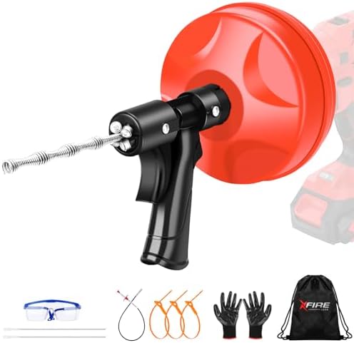 25FT Drain Auger, 10-In-1 Double Mode Drain Snake Tool, Professinal ...