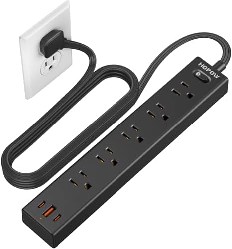 Amazon.com: Flat Plug Power Strip, Ultra Thin Extension Cord - Addtam ...