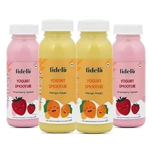 Fidelo Yogurt Smoothie Strawberry Splash and Mango Magic (Pack of 4 ...