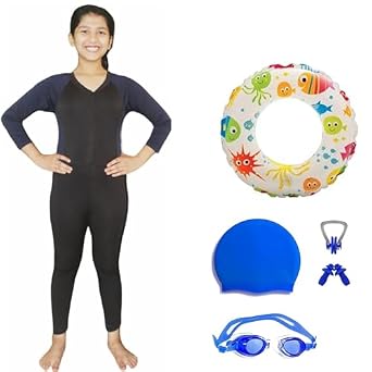 Buy Aqua Holic Swimming Kit with 1 Striped Swimming Full Suit| Costume ...