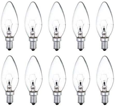 10 x Clear Candle Small Edison Screw Cap SES E14 Lamp Light Bulbs 25W ...