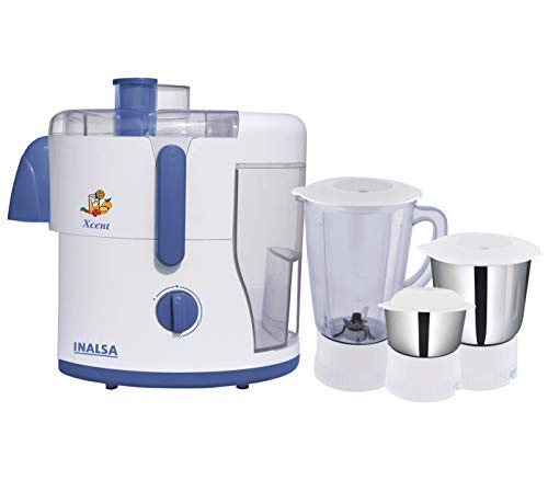 Buy Inalsa Xcent 550-Watt Juicer Mixer Grinder with 3 Jar (White/Blue ...