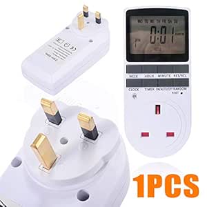 Mayitr UK Plug Socket Digital Timer Switch Energy Saving Adjustable Programmable 12/24 Hours ...