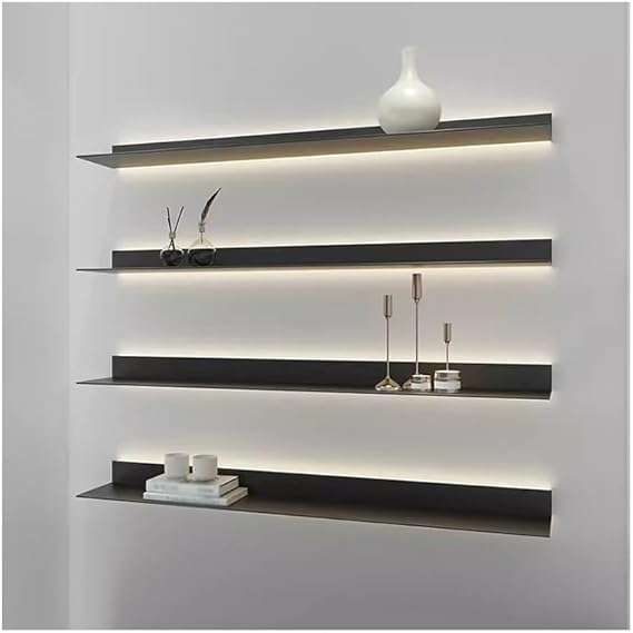 Amazon.com: Versatile Floating Wall Shelves With LED Lights - Black ...