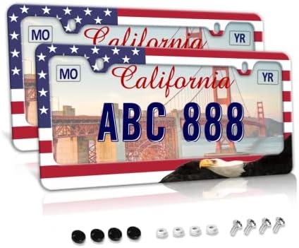 Amazon.com: American Flag License Plate Frames - 2 Pack Patriotic ...