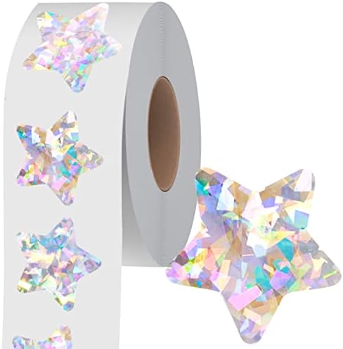 Amazon.com: 500 PCS Holographic Silvery Star Stickers, Self Adhesive ...