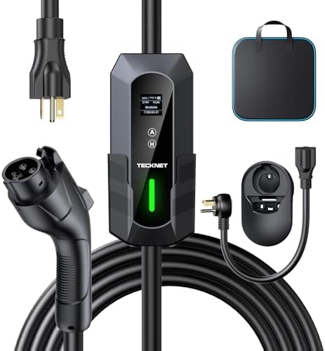 Amazon.com: TECKNET EV Charger Level 1&2, 16A Electric Car Charger with NEMA 6-20 Plug, NEMA 5 ...