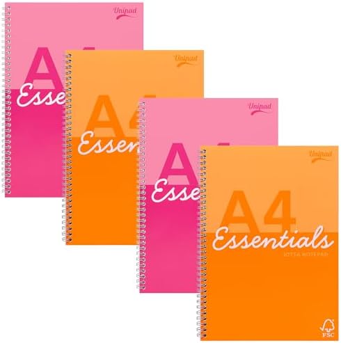 Pukka Pad Essentials A4 Jotta Notebook – Pack of 4 Assorted Pink ...