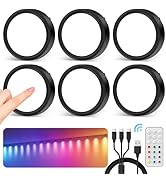 USB Rechargeable LED Puck Lights with Remote, Wireless RGB Under ...