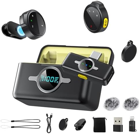 Amazon.com: Wireless Lavalier Microphone for iPhone/Android/PC, LED ...