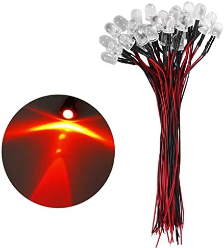 Amazon.com: 30Pcs 10mm LED Lights Emitting Diodes Pre Wired DC 12V Red ...