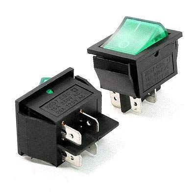Green Neon Light DPST ON/Off in Rocer Switch AC 10A 250V/20A 125V 2 Pcs ...
