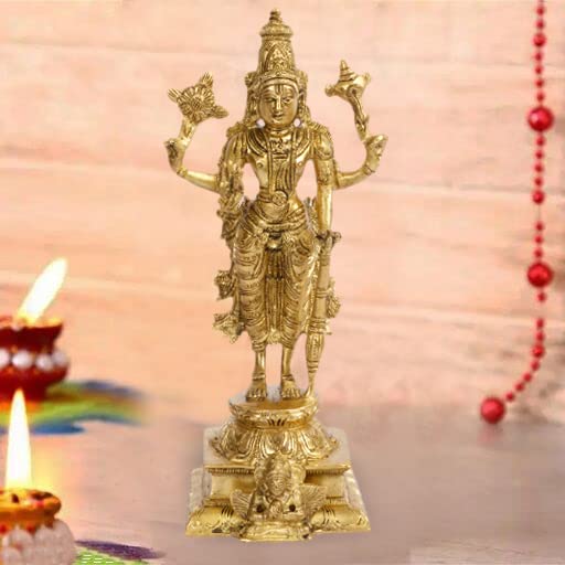 ARTVARKO Brass Lord Vishnu Statue Standing with Garuda Murti Narayan ...