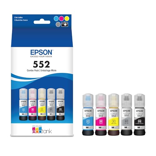 EPSON 552 EcoTank Ink Ultra-high Capacity Bottle Five Color Combo Pack ...