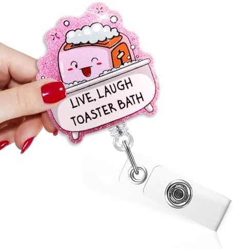 Amazon.com : TOUNER Live Laugh Toaster Bath Funny Cartoon Badge Reel ...