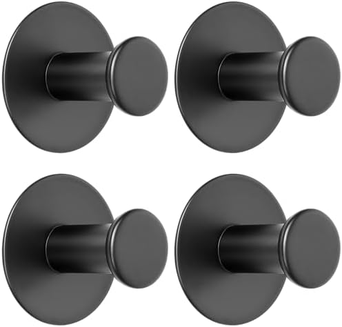 SAYAYO Self Adhesive Hooks 4PCS Black Sticky Coat Hooks for Hanging ...