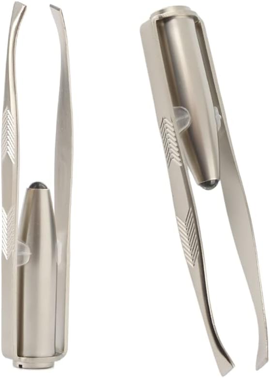 Amazon.com : Comimark 2 PCS Eyebrow Tweezers Stainless Steel With LED ...