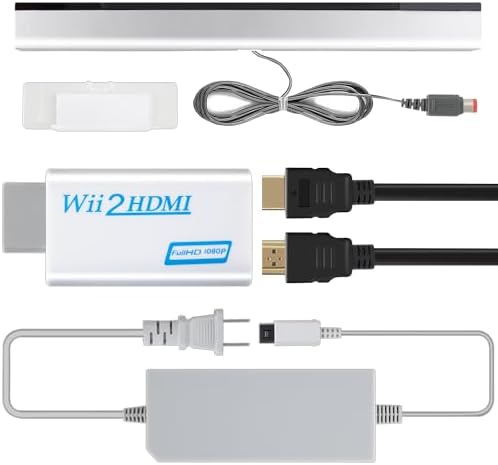 Amazon.com: 4 in 1 Wii to HDMI Adapter + Power Cord + Sensor Bar + HDMI ...