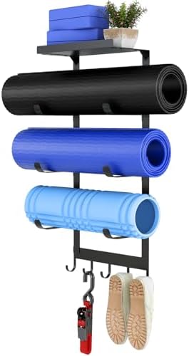 Amazon.com: Yoga Mat Foam Rollers Wall Rack Wall Storage Mount Wall ...