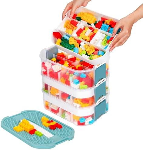 Storage Organiser for Lego, 3 Layers Stackable Kids Toy Storage Box ...